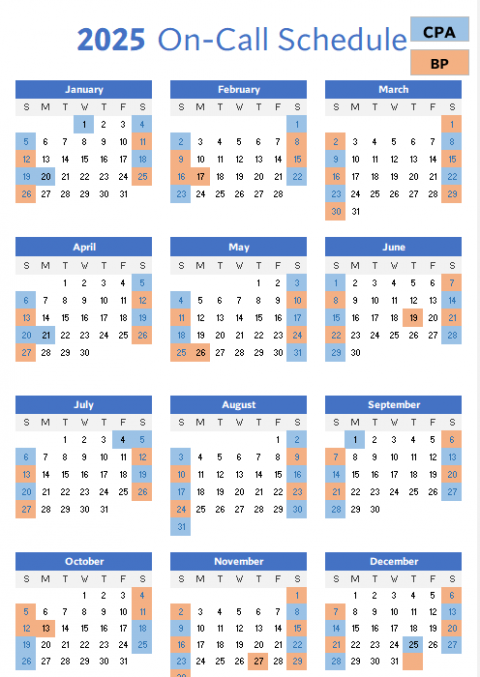 Weekend On Call Schedule | Centre Pediatrics